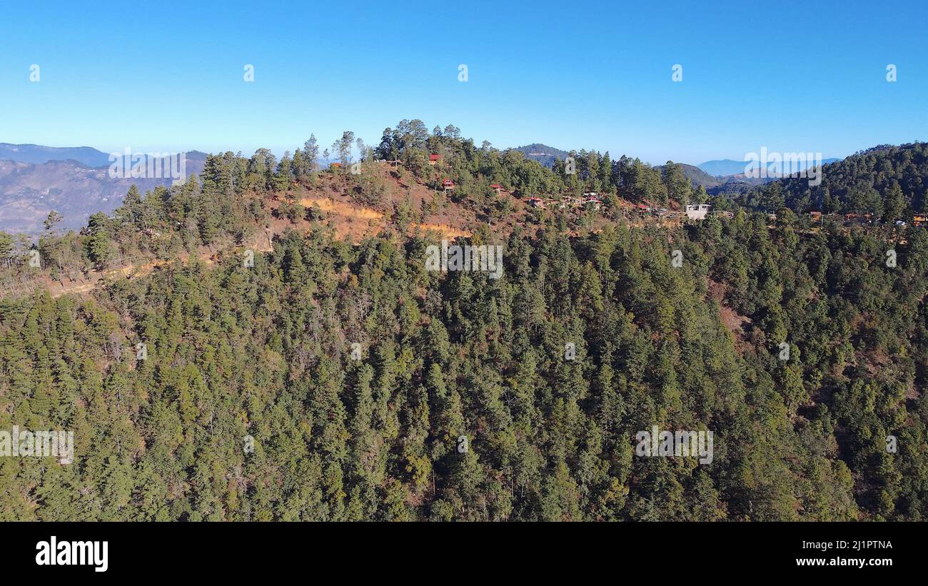 An aerial view of forest hills with clear sky Stock Photo - Alamy