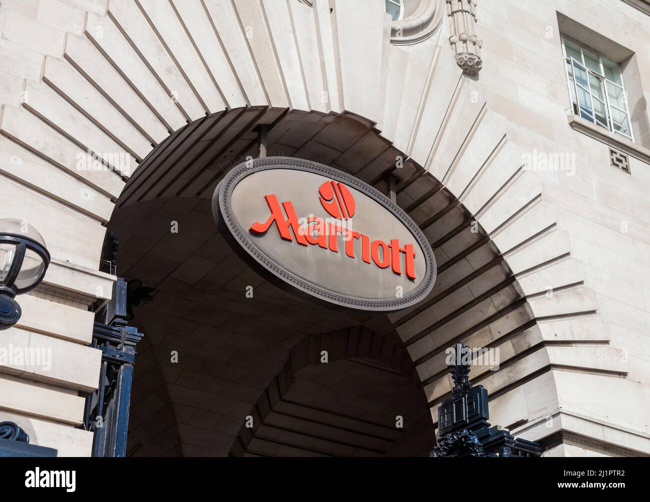 Front entrance sign at Marriott Hotel in Westminster,London,UK Stock ...