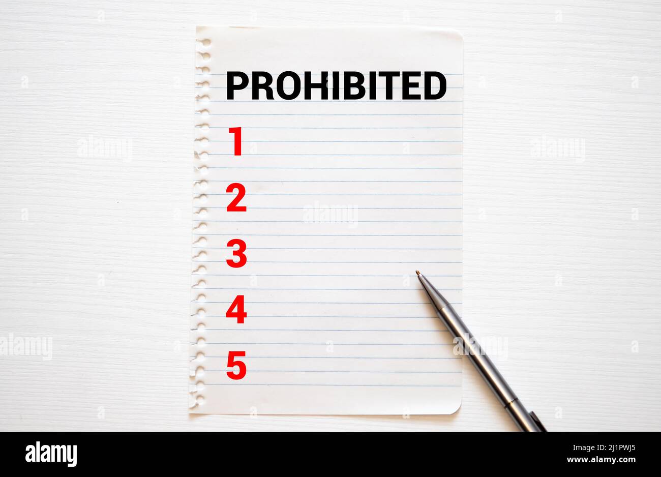 Word writing text Prohibited. Business concept for Something that has ...