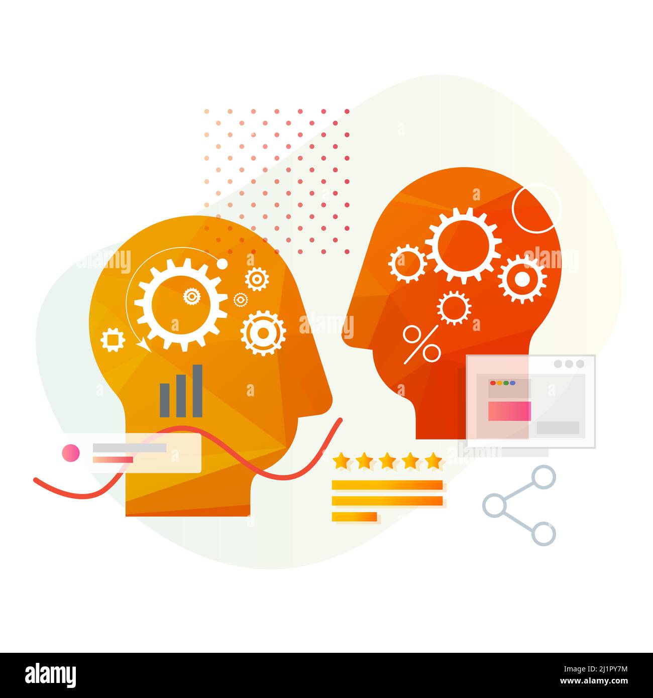 Team Performance - Human Head with process and Analytics - Illustration ...