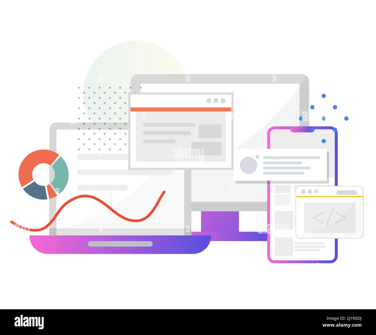 Website Development for multiple device access - Illustration as EPS 10 ...