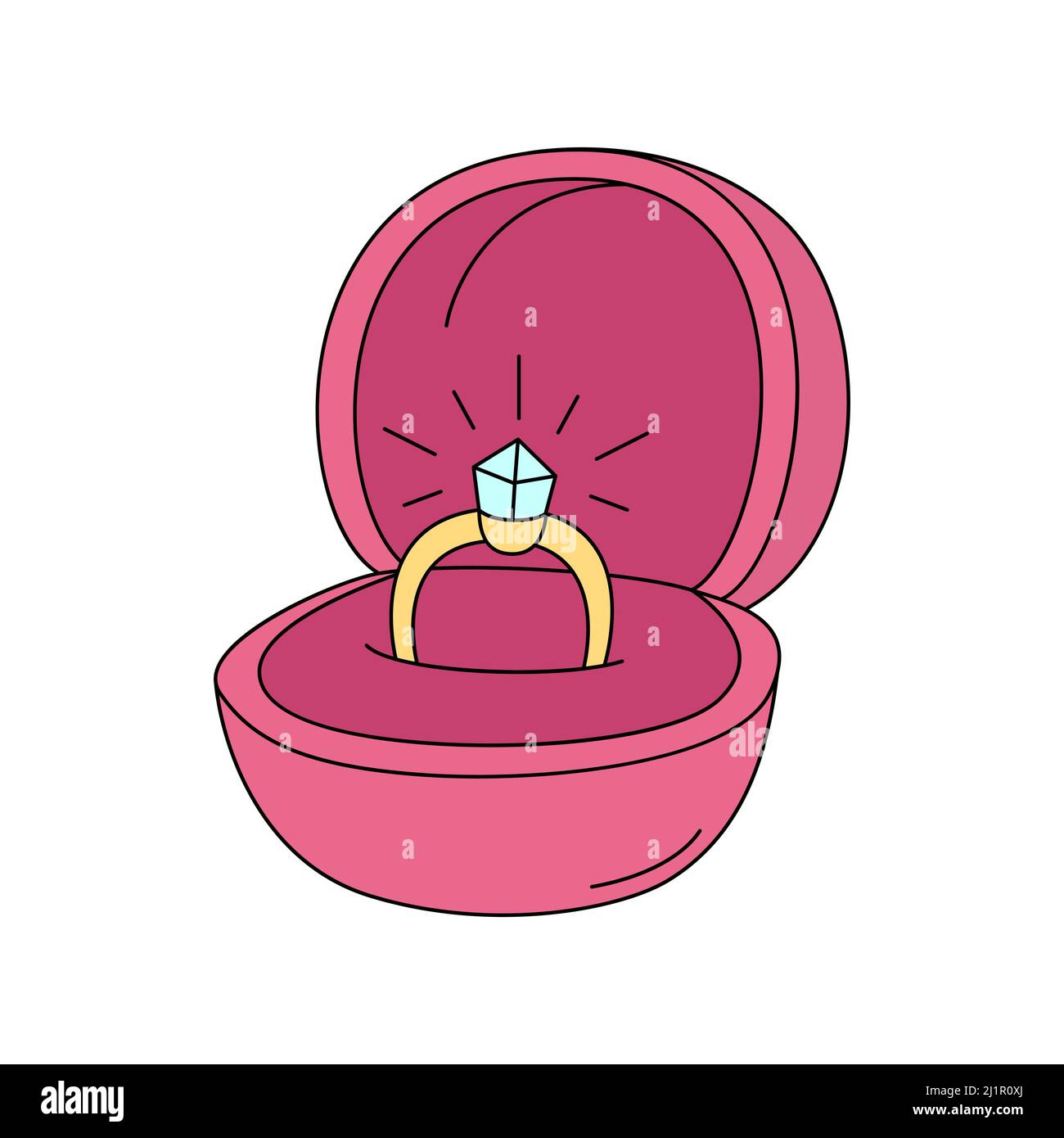 A diamond ring in a case. A symbol of a marriage proposal. Vector ...