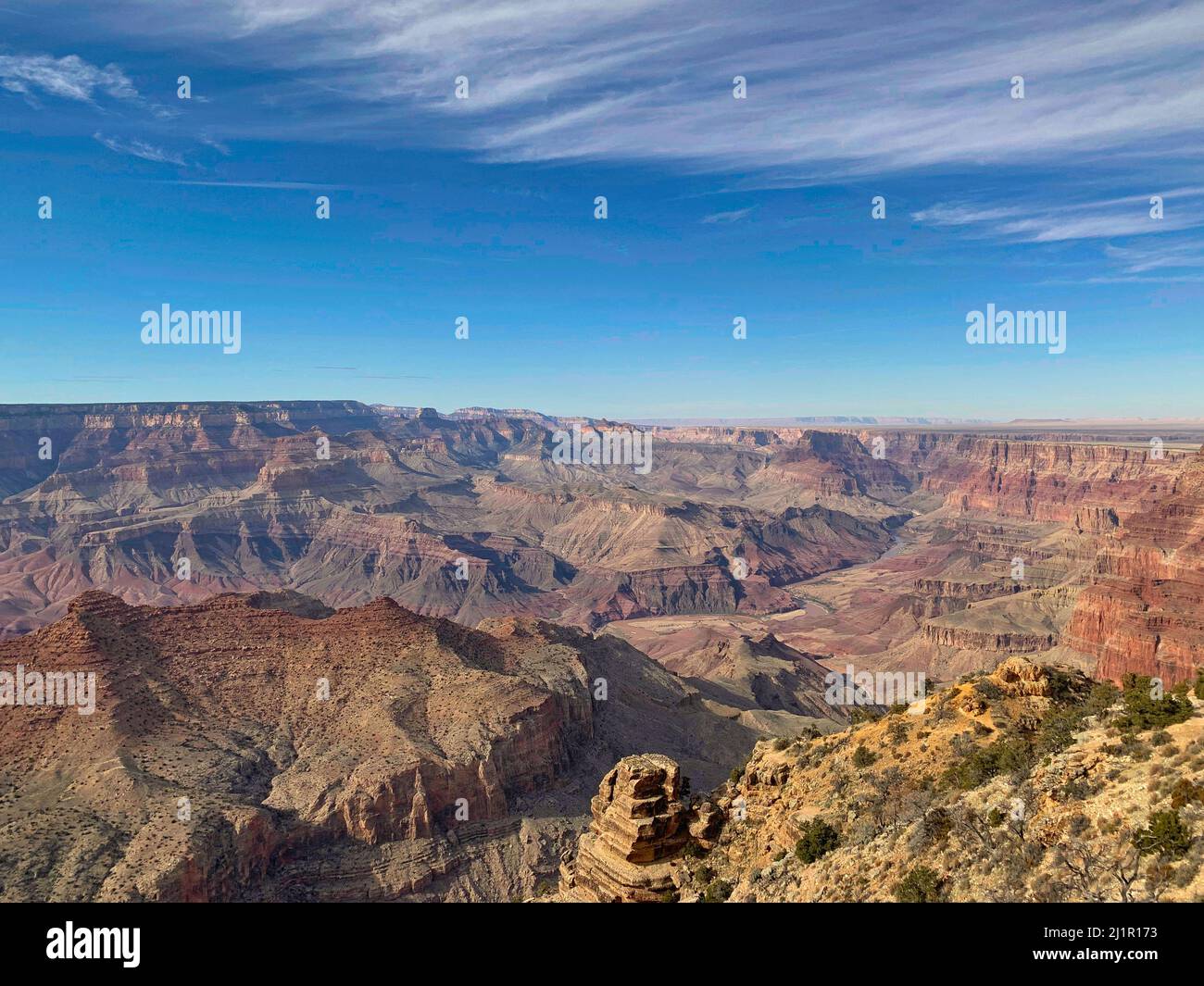A great view with the Colorado River and blue sky in the national Park ...