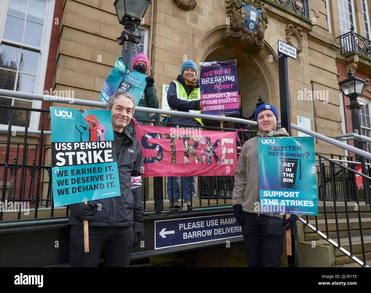 University of Sheffield staff picketing the Sir Frederick Mappin ...