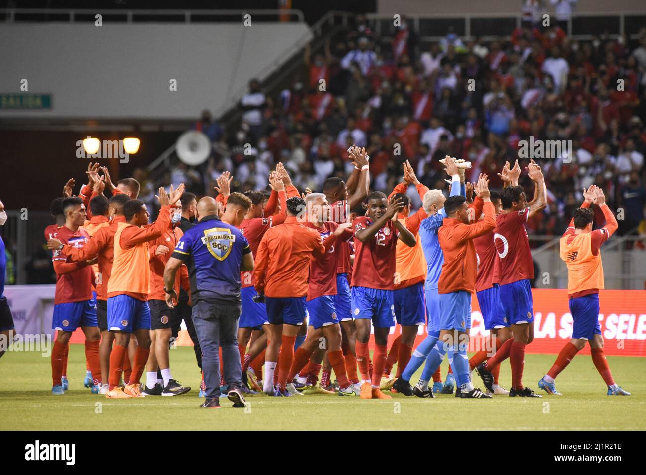 SAN JOSE, Costa Rica: Costarican players celebrate after the 1-0 Costa ...