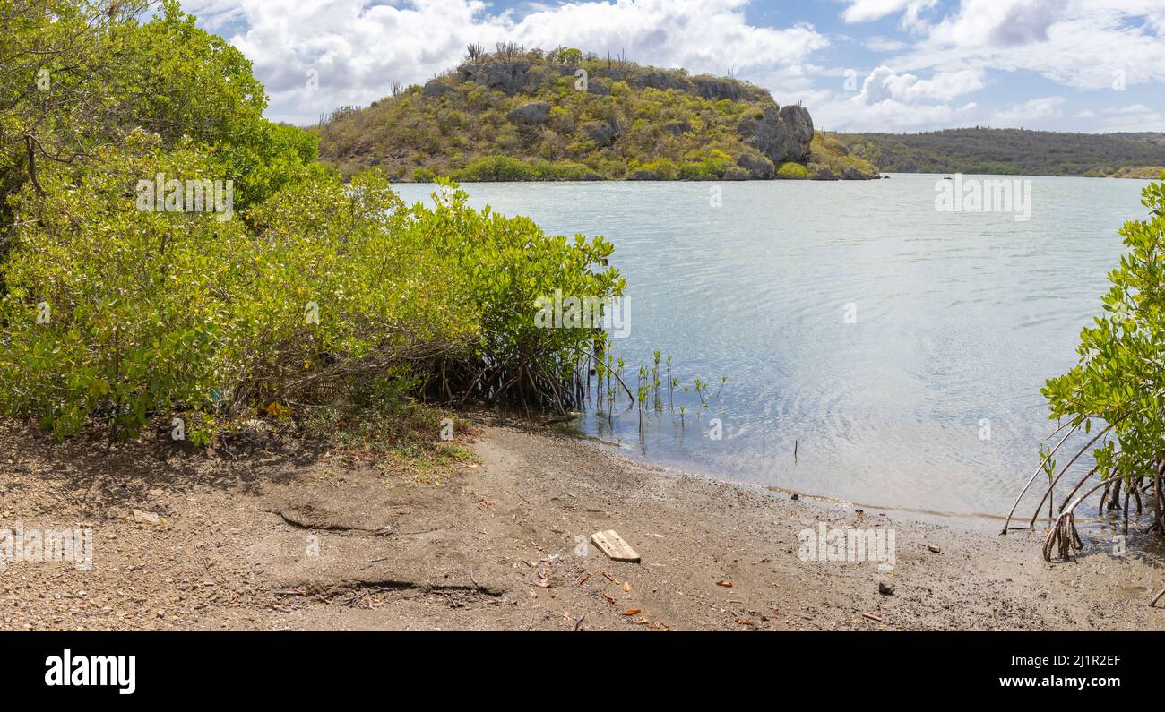 Beautiful Santa Martha Bay on the island Curacao in the Caribbean Stock ...