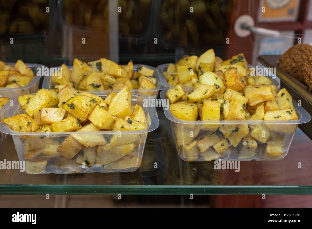 Detail of fried potatoes in a Lebanese restaurant Stock Photo - Alamy