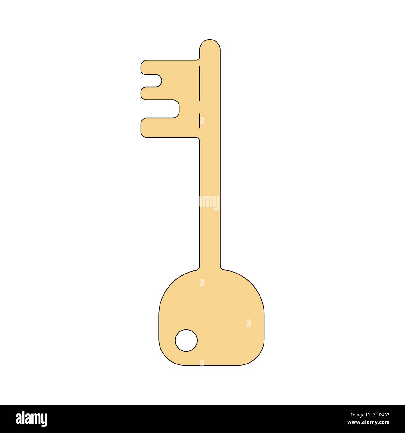 Golden key in cartoon style. Vector illustration isolated on a white ...