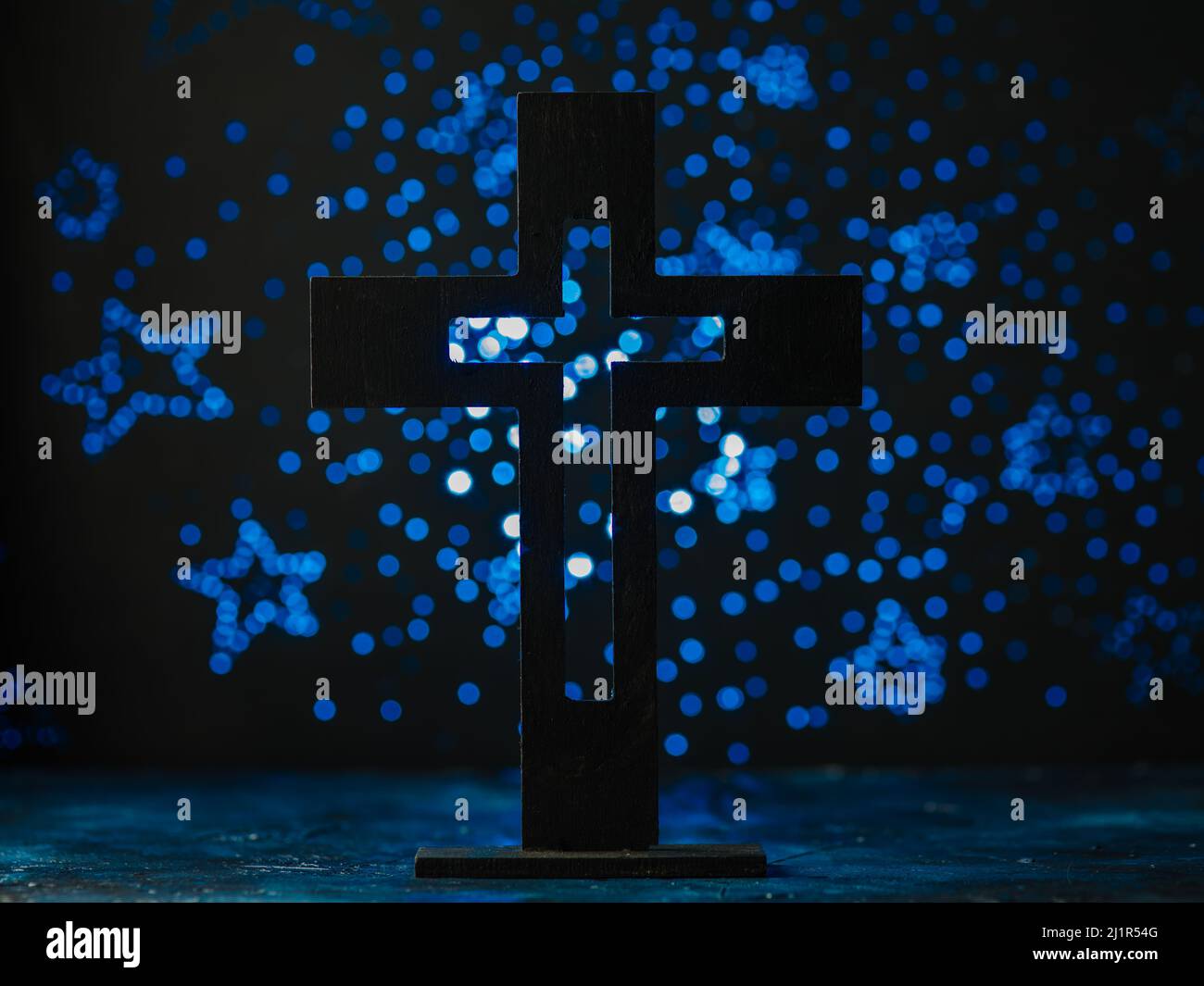 Catholic cross on a blue background with stars. Religion, catholicism ...