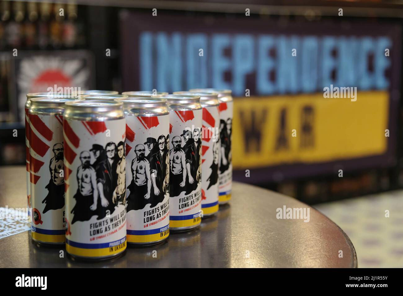 In this photo illustration, a new beer produced by the "Pravda Beer ...