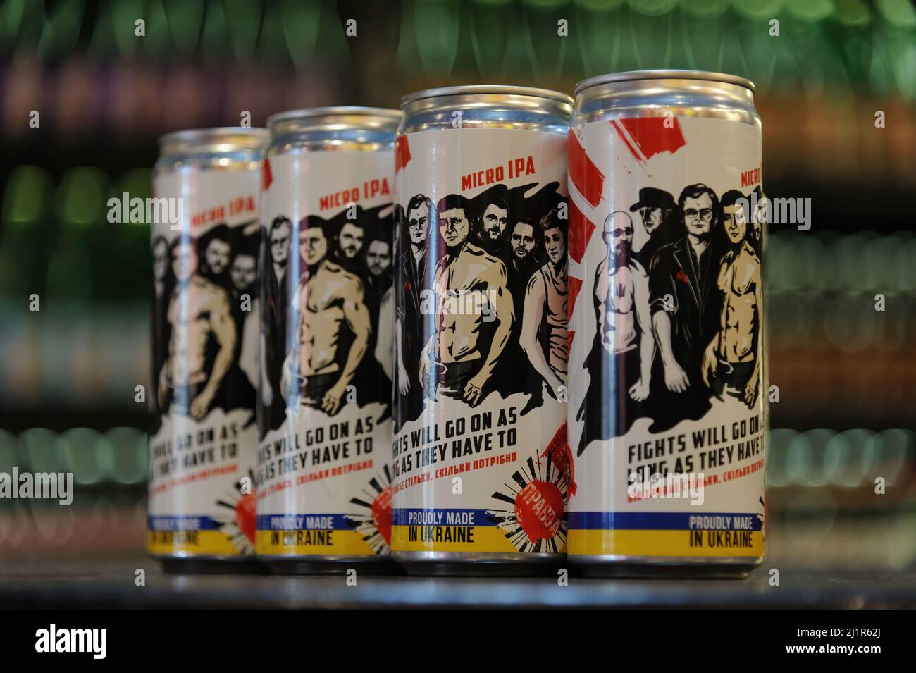 In this photo illustration, a new beer produced by the "Pravda Beer ...