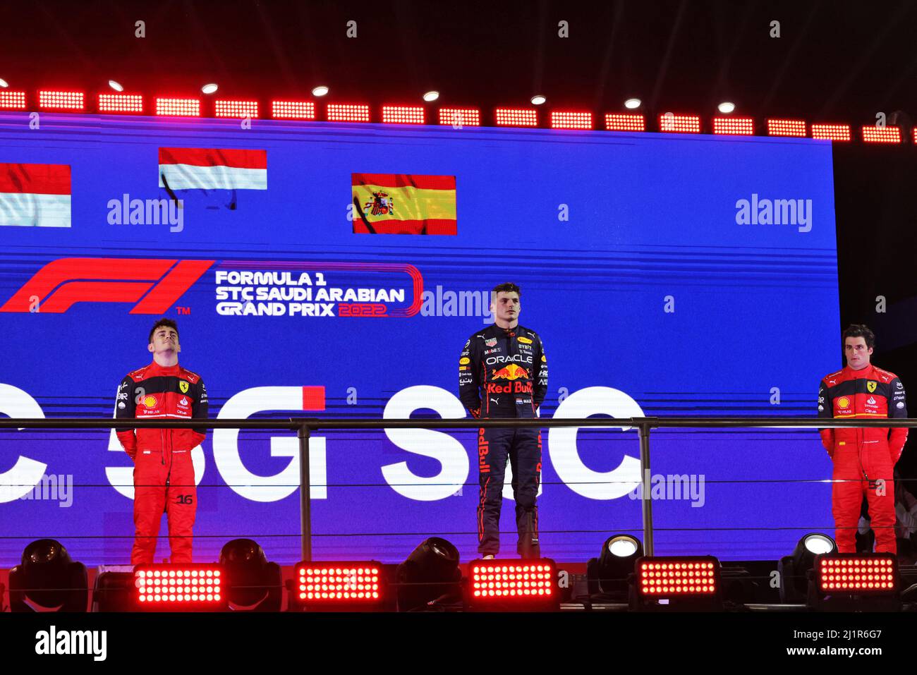 Jeddah, Saudi Arabia. 27th Mar, 2022. The podium (L to R): Charles ...