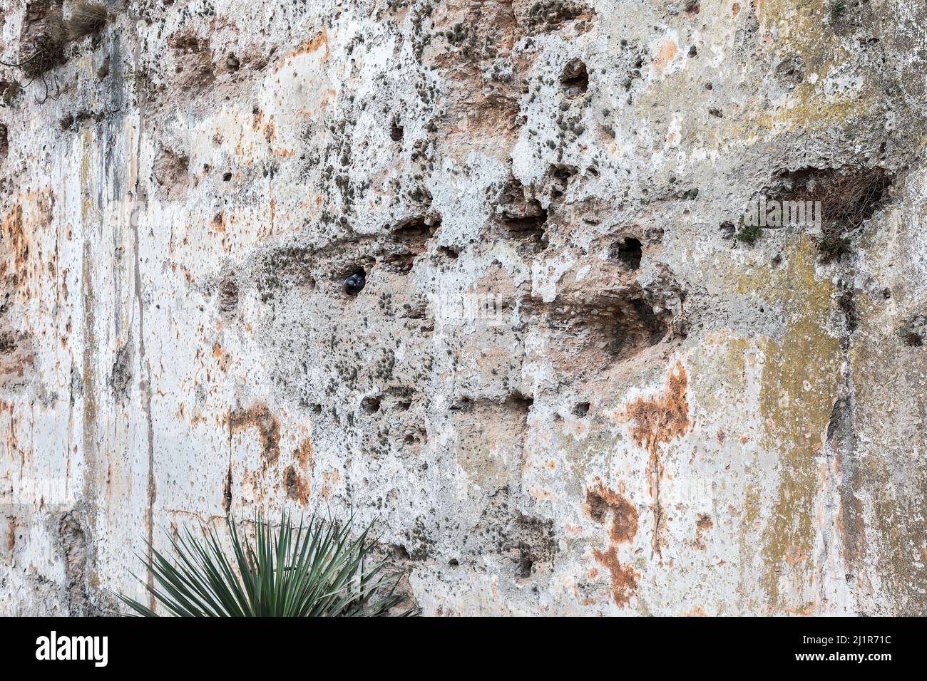 Gunfire damage to walls of the Moorish Castle, the Tower of Homage ...