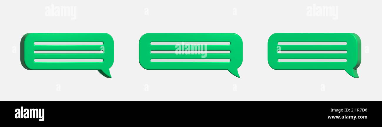 Glossy green speech bubbles and messenger shapes. 3d vector Stock ...