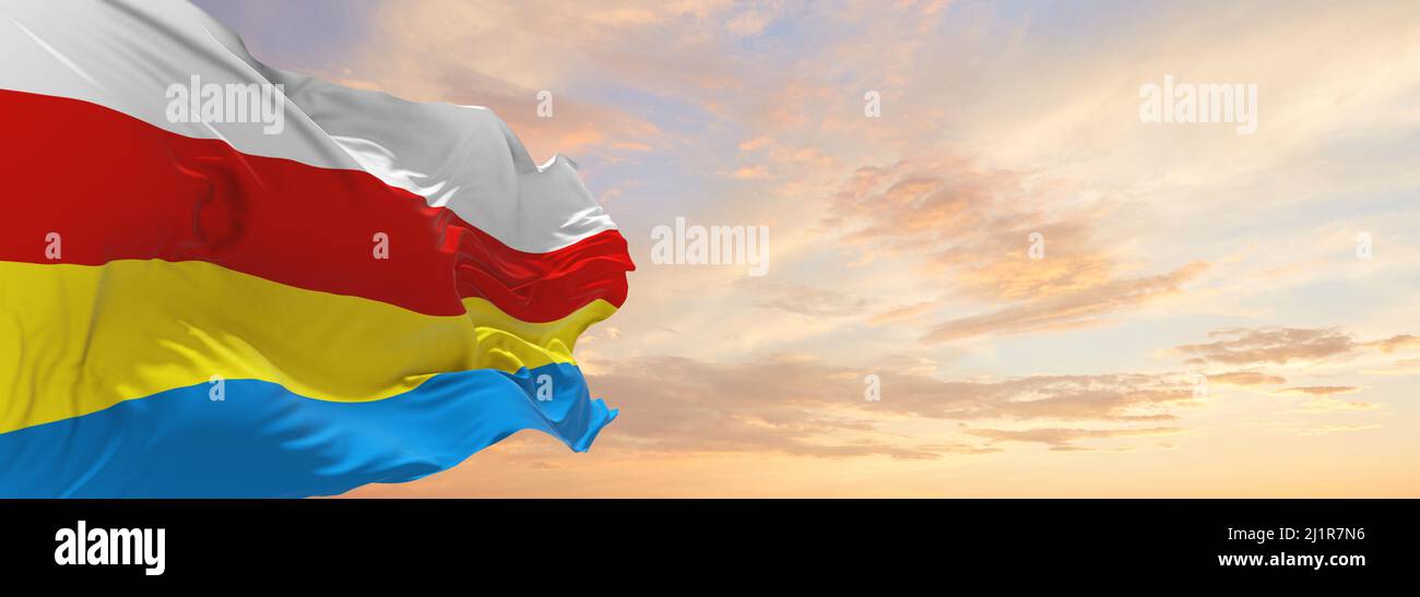flag of Podlachia Voivodeship, wojewodztwo podlaskie , Poland at cloudy ...