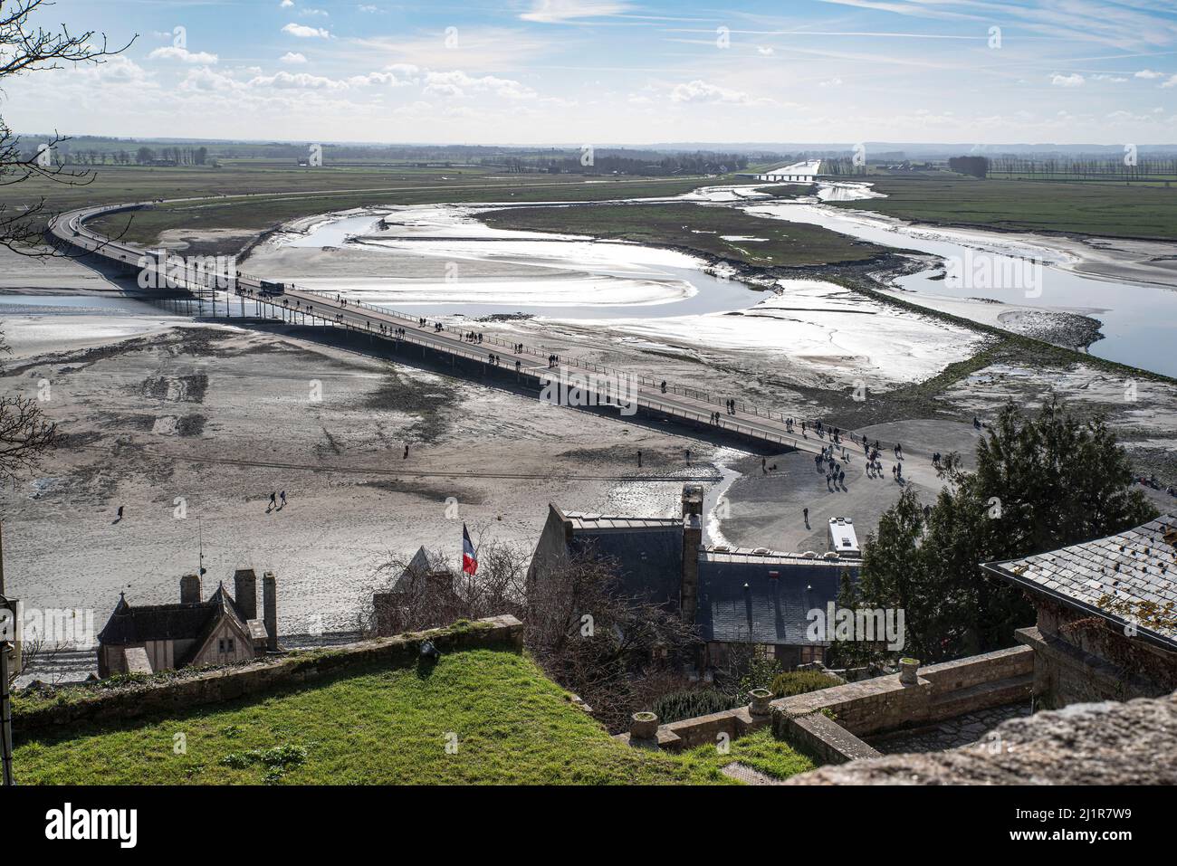 Bay and houses of the ramparts of the Mont Saint Michel in Normandy ...