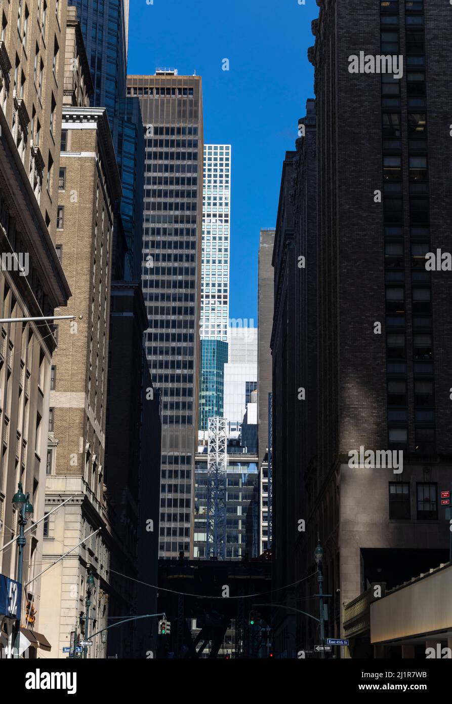 Rows of high-rise buildings stand along Vanderbilt Avenue in Midtown ...