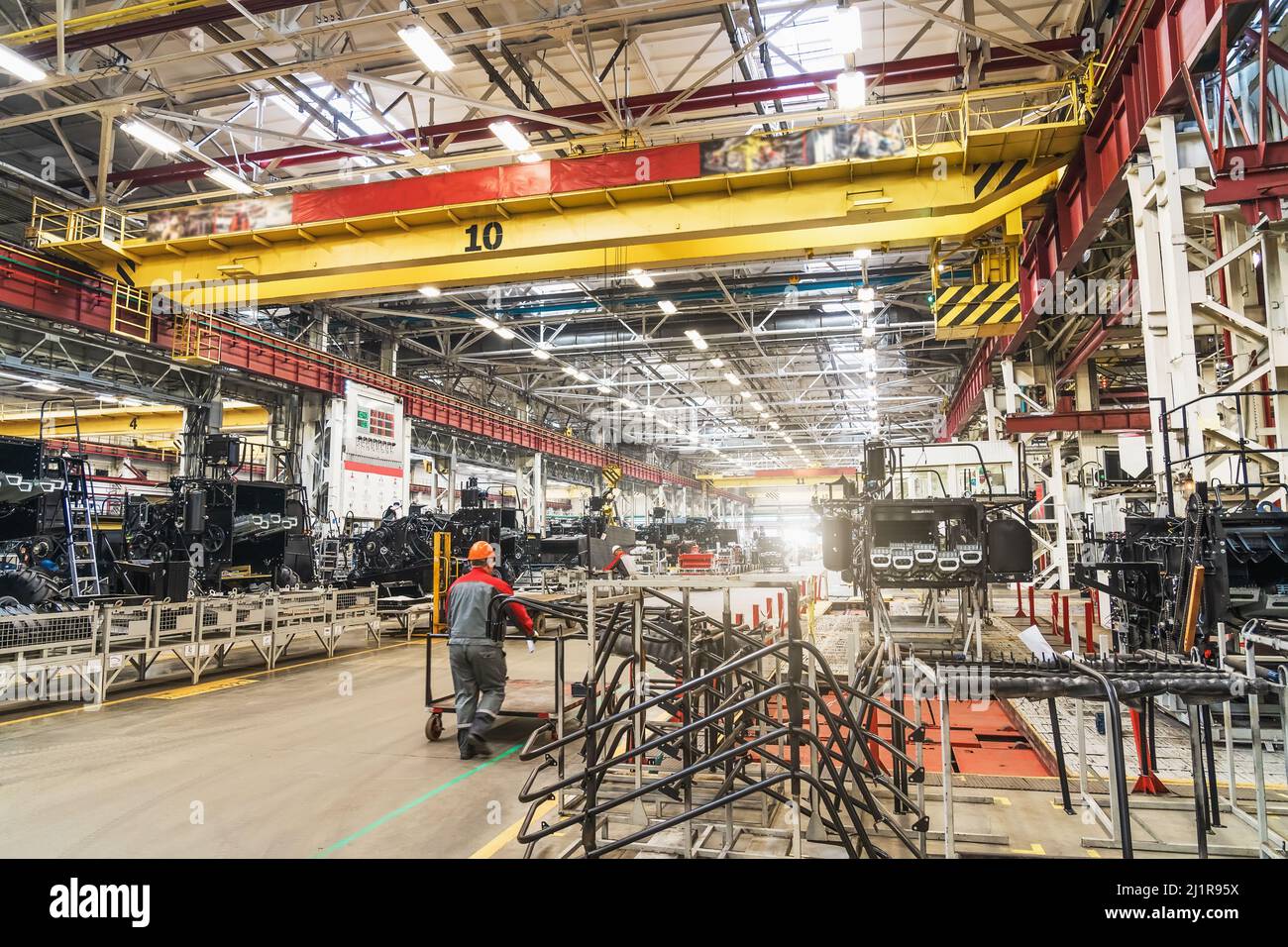 Large assembly shop at plant for production of modern agricultural ...