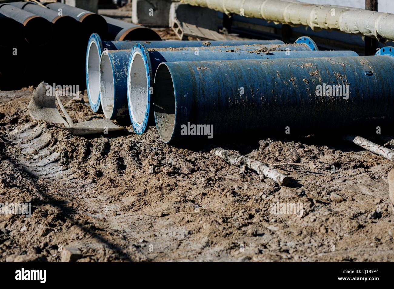 large industrial pipes on the construction site Stock Photo - Alamy