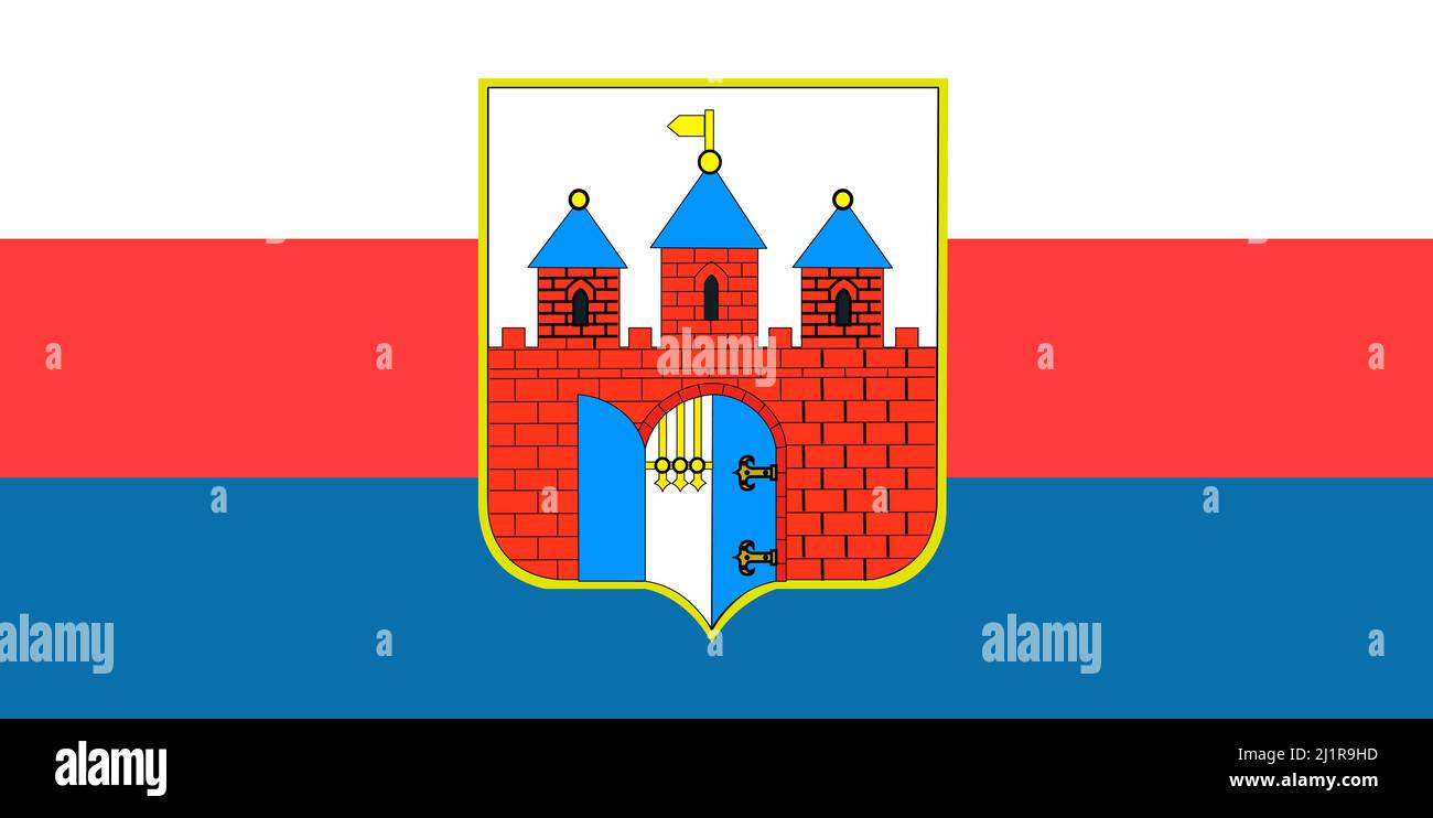 Top view of flag Bydgoszcz, Poland. Polish city. travel and patriot ...