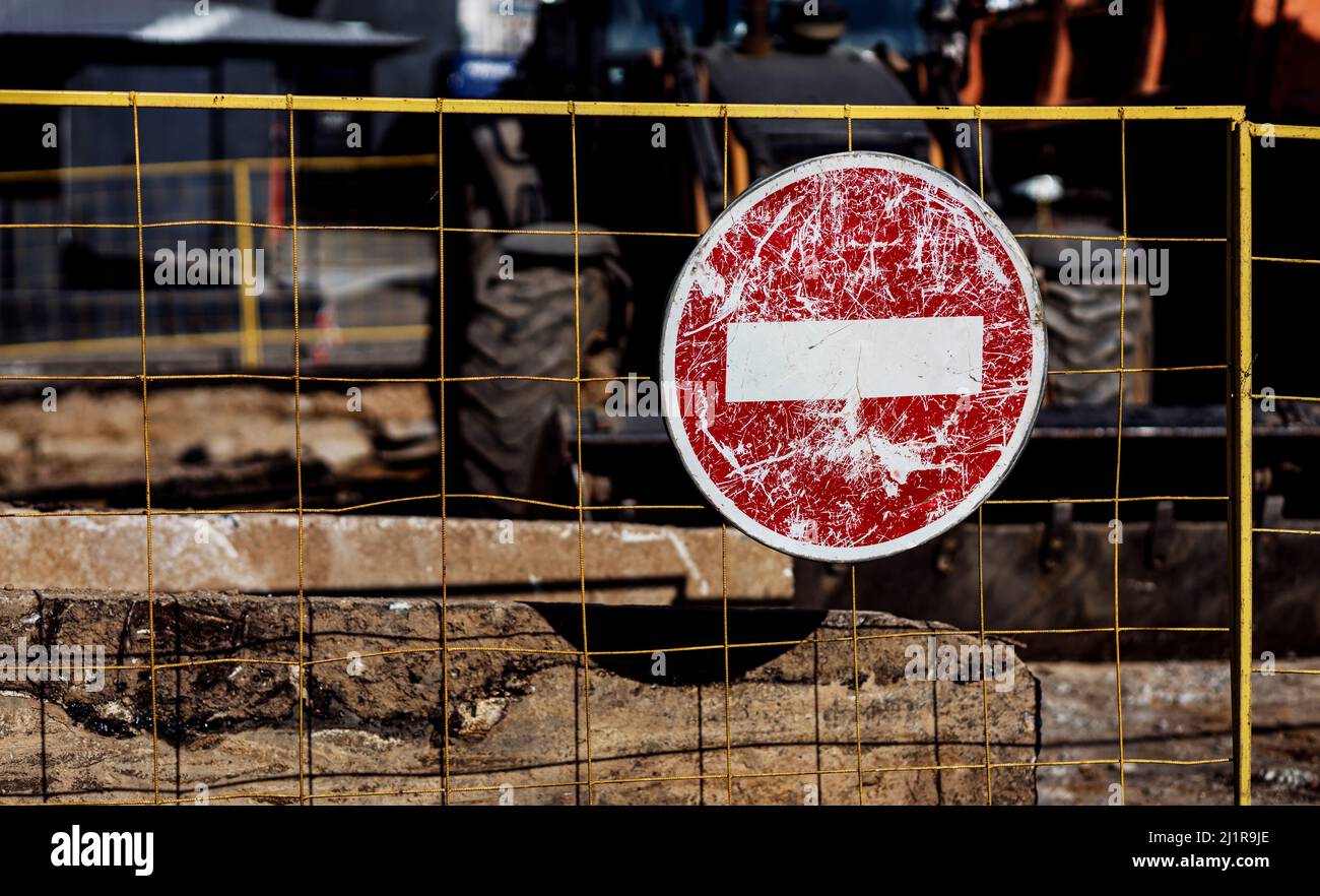 Access prohibition. No entry for vehicles Stock Photo - Alamy