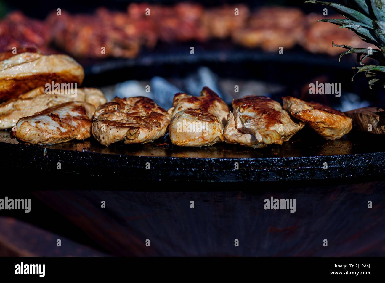 meat on coals. grilled chicken. picnic Stock Photo - Alamy