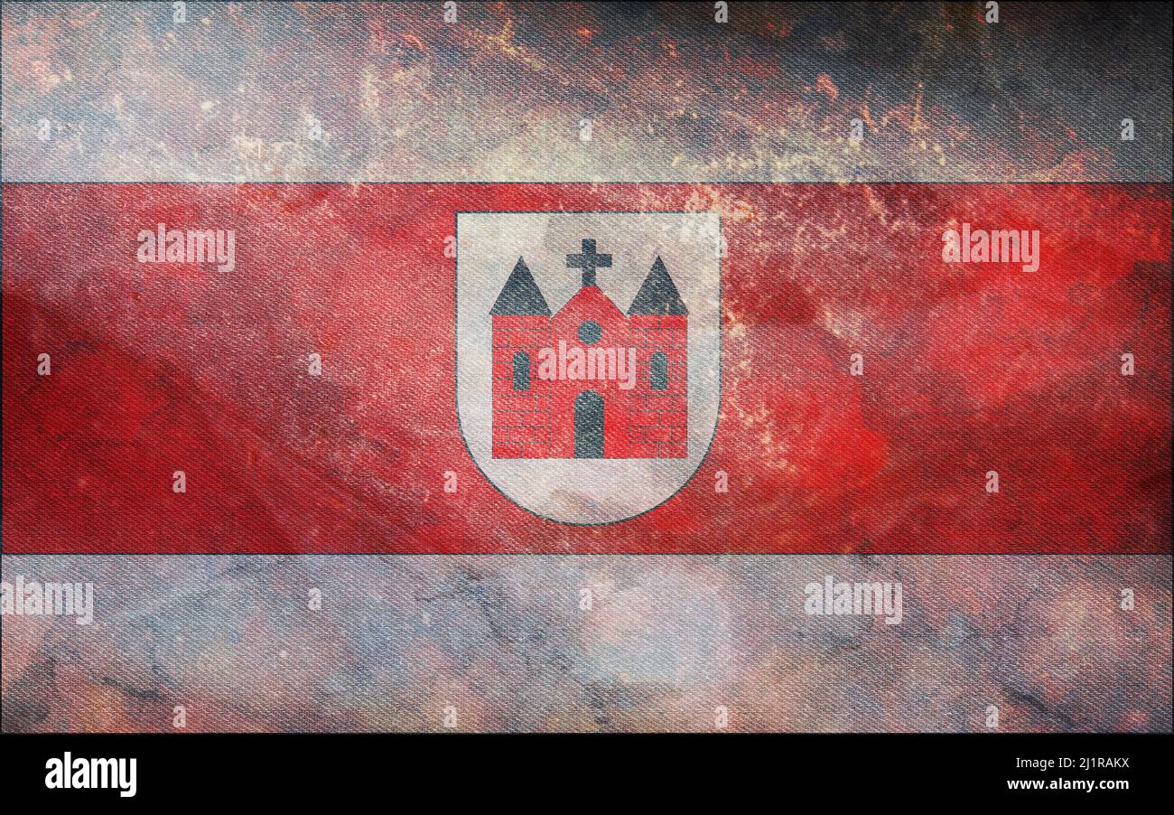 Top view of retro flag Sierpc, Poland with grunge texture. Polish ...