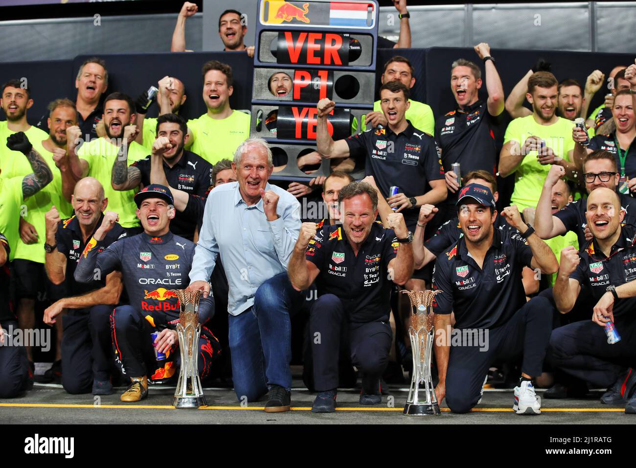 Jeddah, Saudi Arabia. 27th Mar, 2022. Red Bull Racing celebrates ...