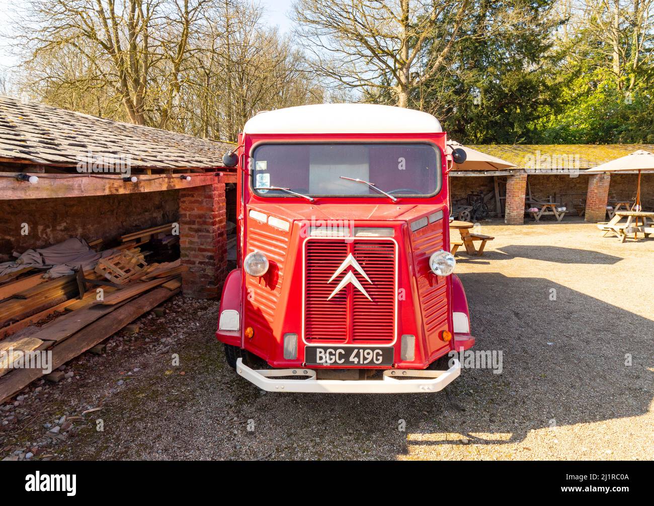 Red Citroen HY van or H Van used for events and catering parked at ...