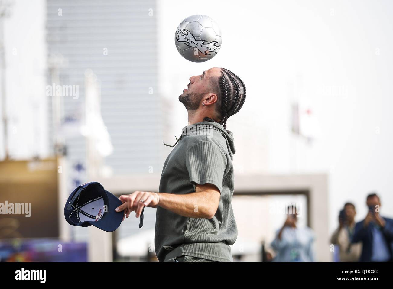 Sean Garnier, French footballer and freestyle artist, portrait during ...