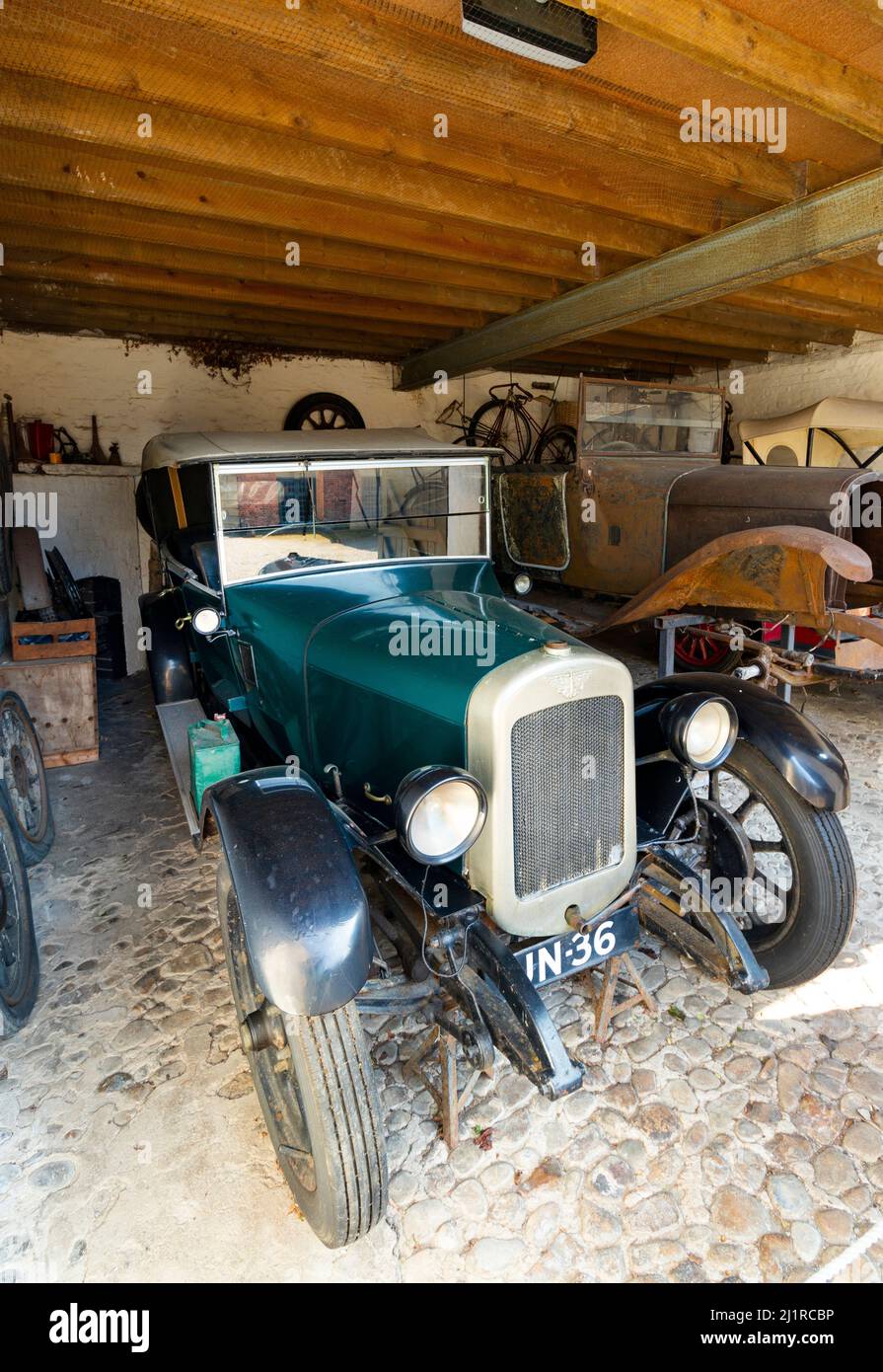 green vintage 1927 austin car at Erddig 18th Century Manor House owned ...