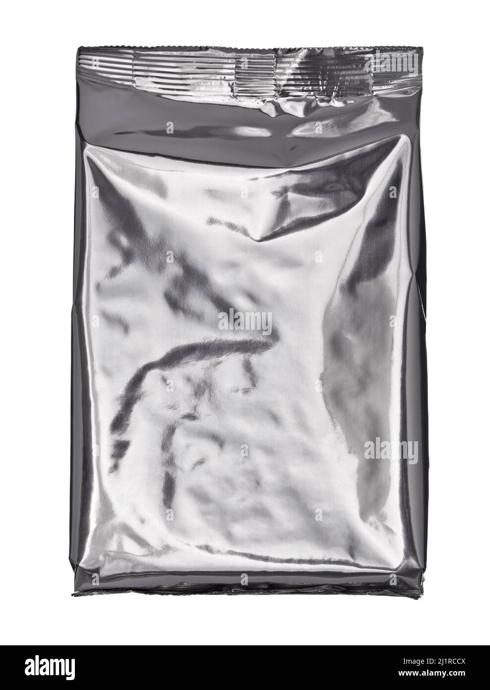 white silver aluminum paper bag package food template box background ...