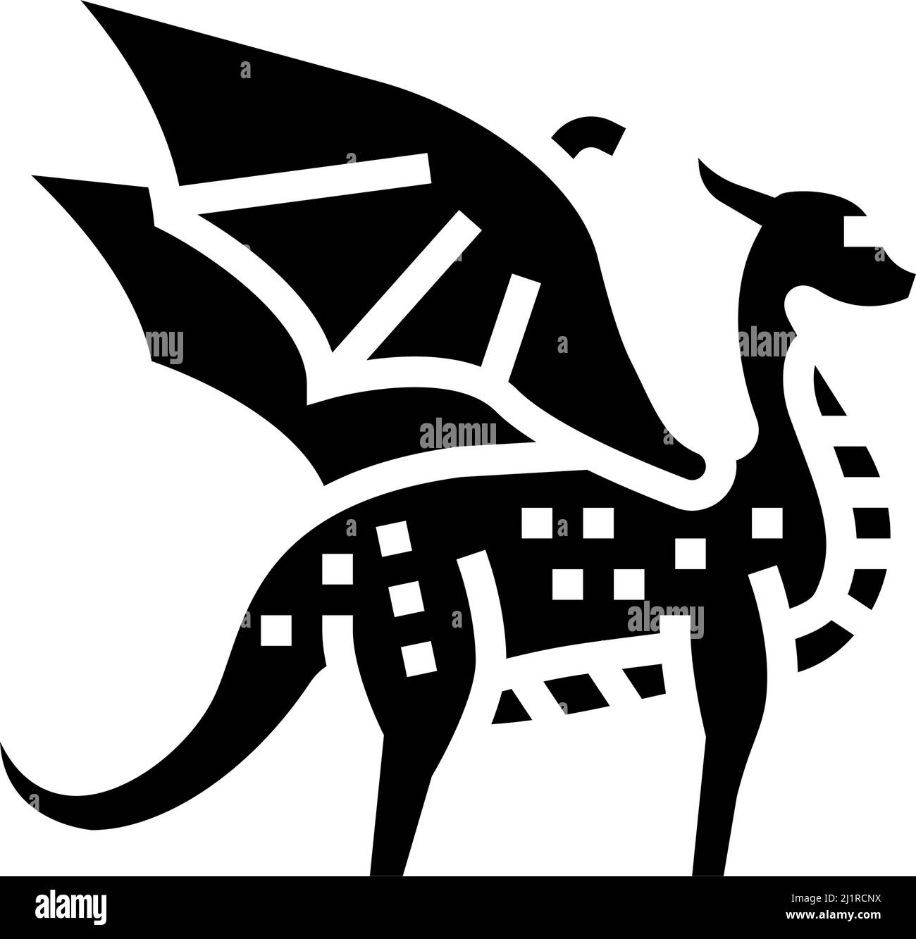 dragon fairy tale animal glyph icon vector illustration Stock Vector ...