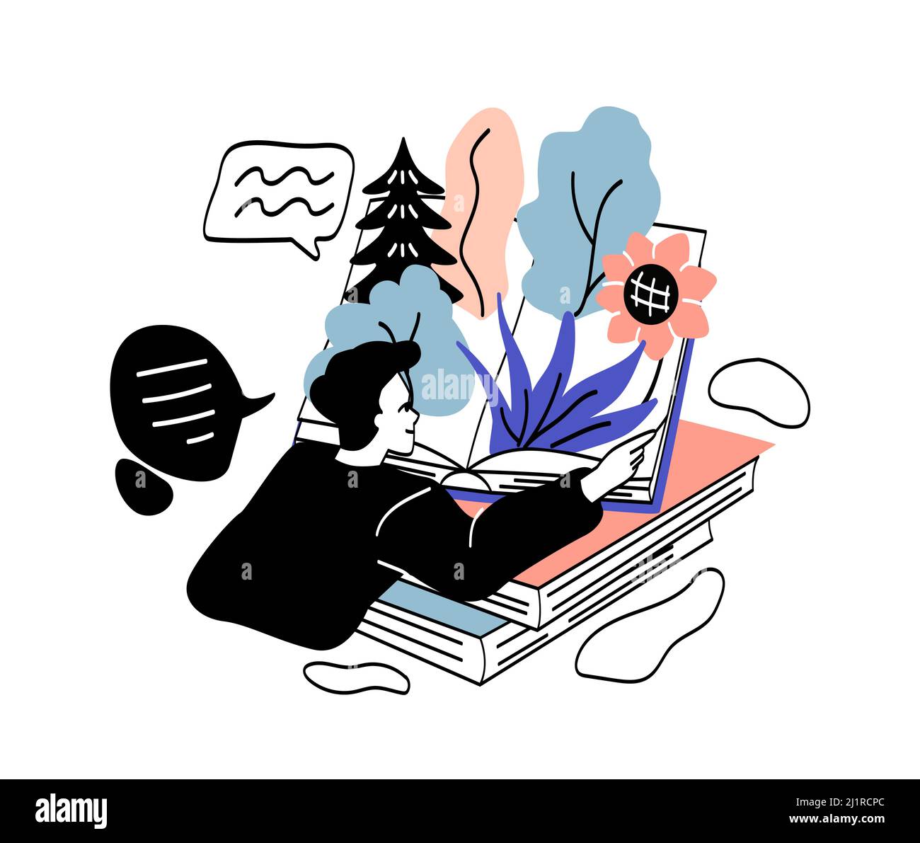 Person with interesting book abstract concept Stock Vector Image & Art ...