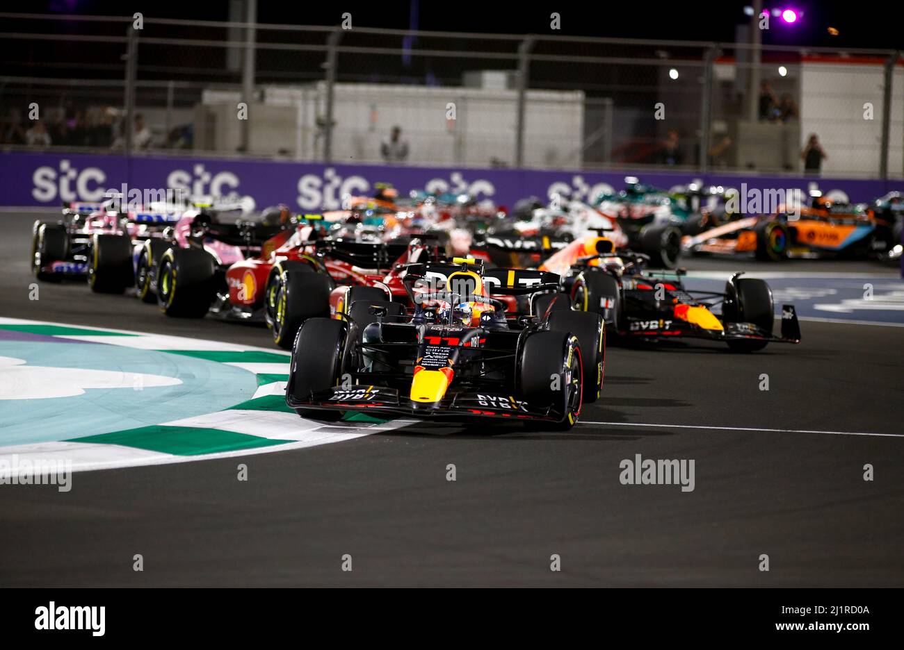 Jeddah, Saudi Arabia. 27th Mar, 2022. 11 PEREZ Sergio (mex), Red Bull Racing RB18, action start ...