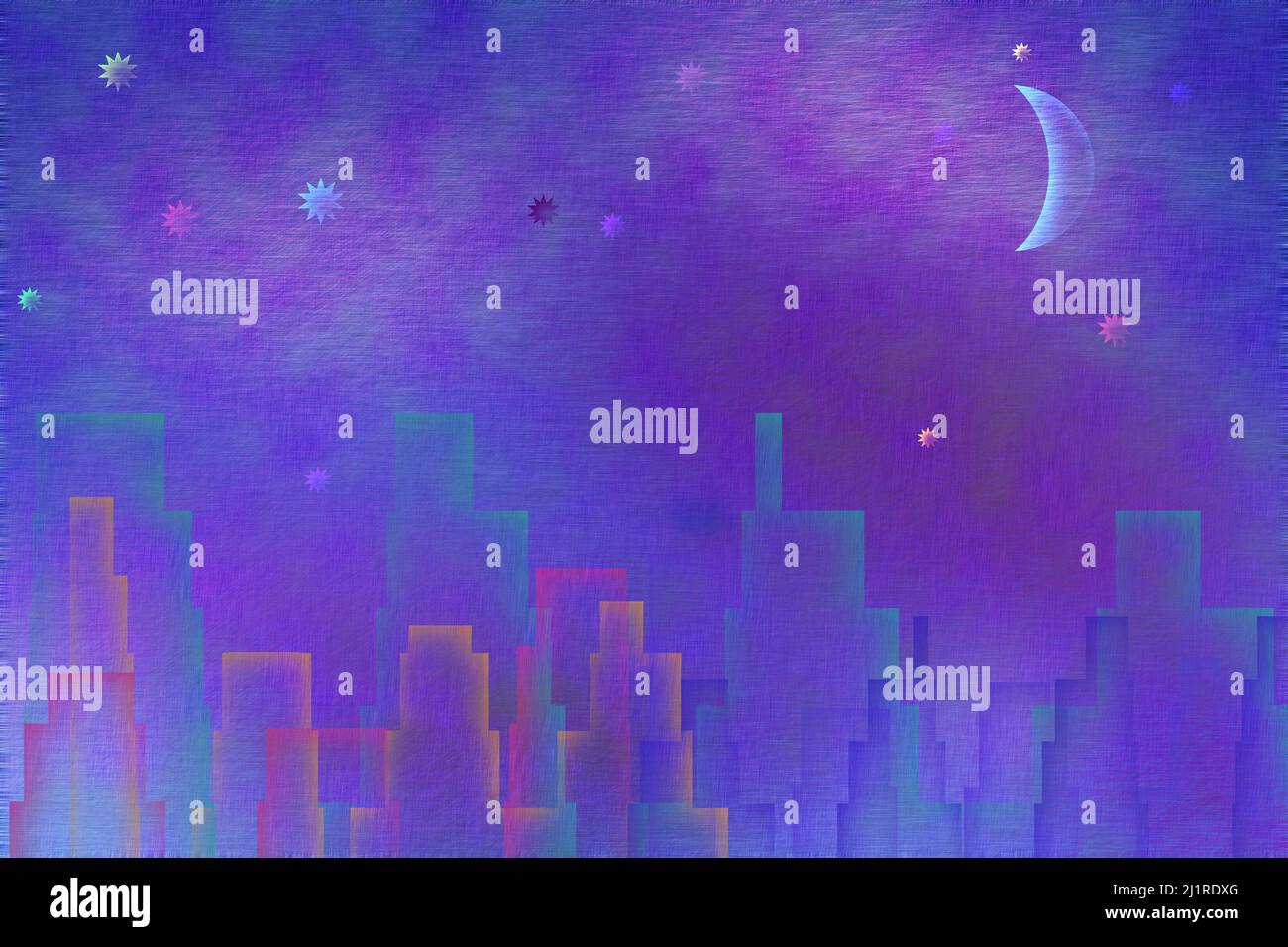 Abstract night city. 3D rendering Stock Photo - Alamy