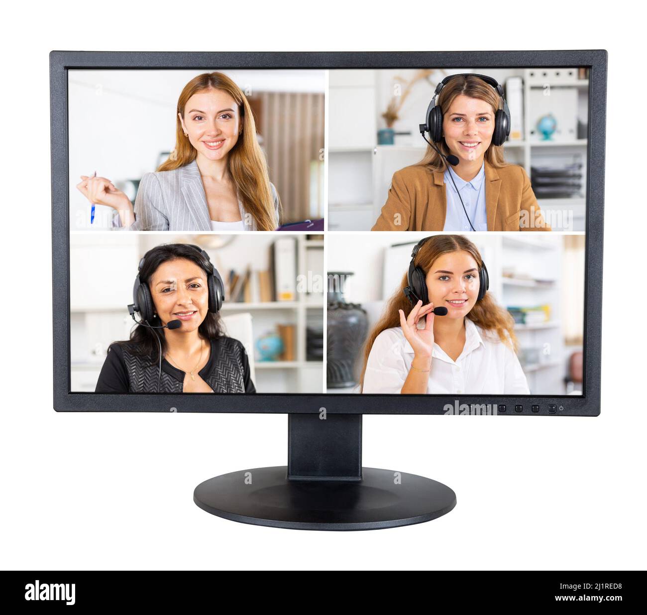 Computer monitor with video conference Stock Photo - Alamy