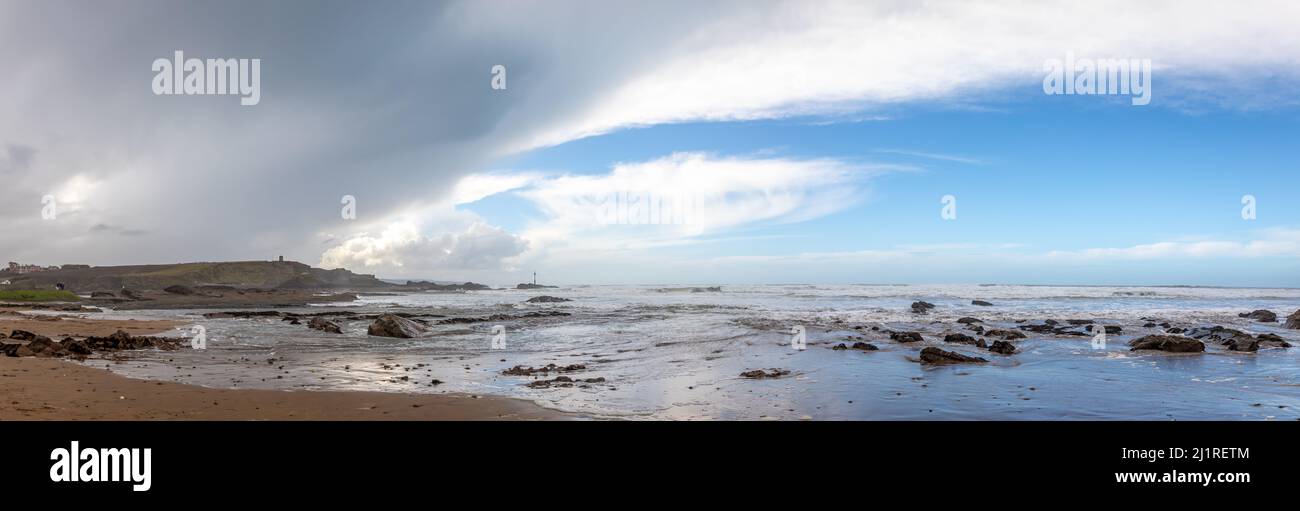 View of the cliffs at Compass Point from the Crooklets Beach at Bude ...