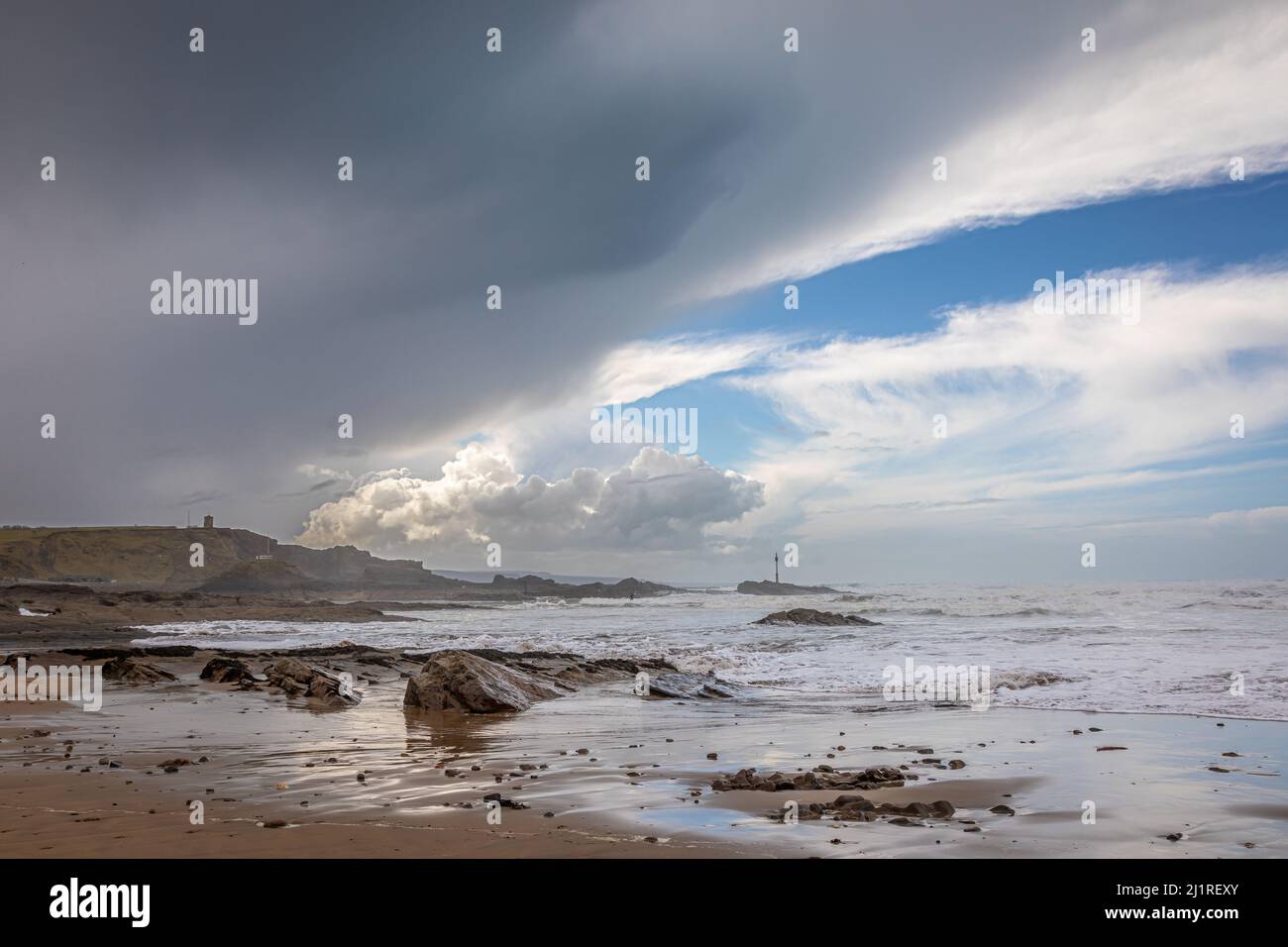 View of the cliffs at Compass Point from the Crooklets Beach at Bude ...