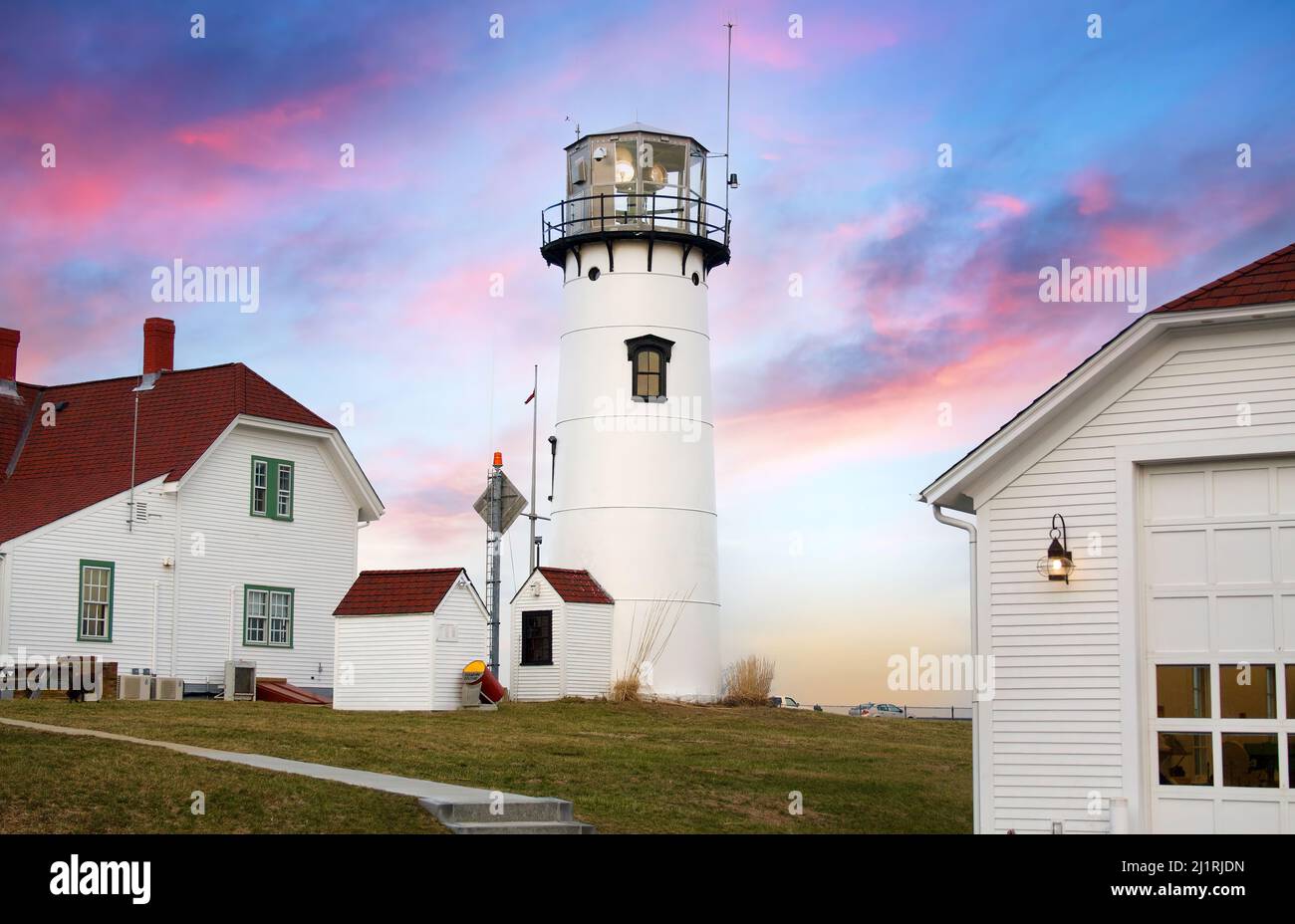 Historic Lighthouse and Coast Guard Station at Chatham, Cape Cod Stock ...