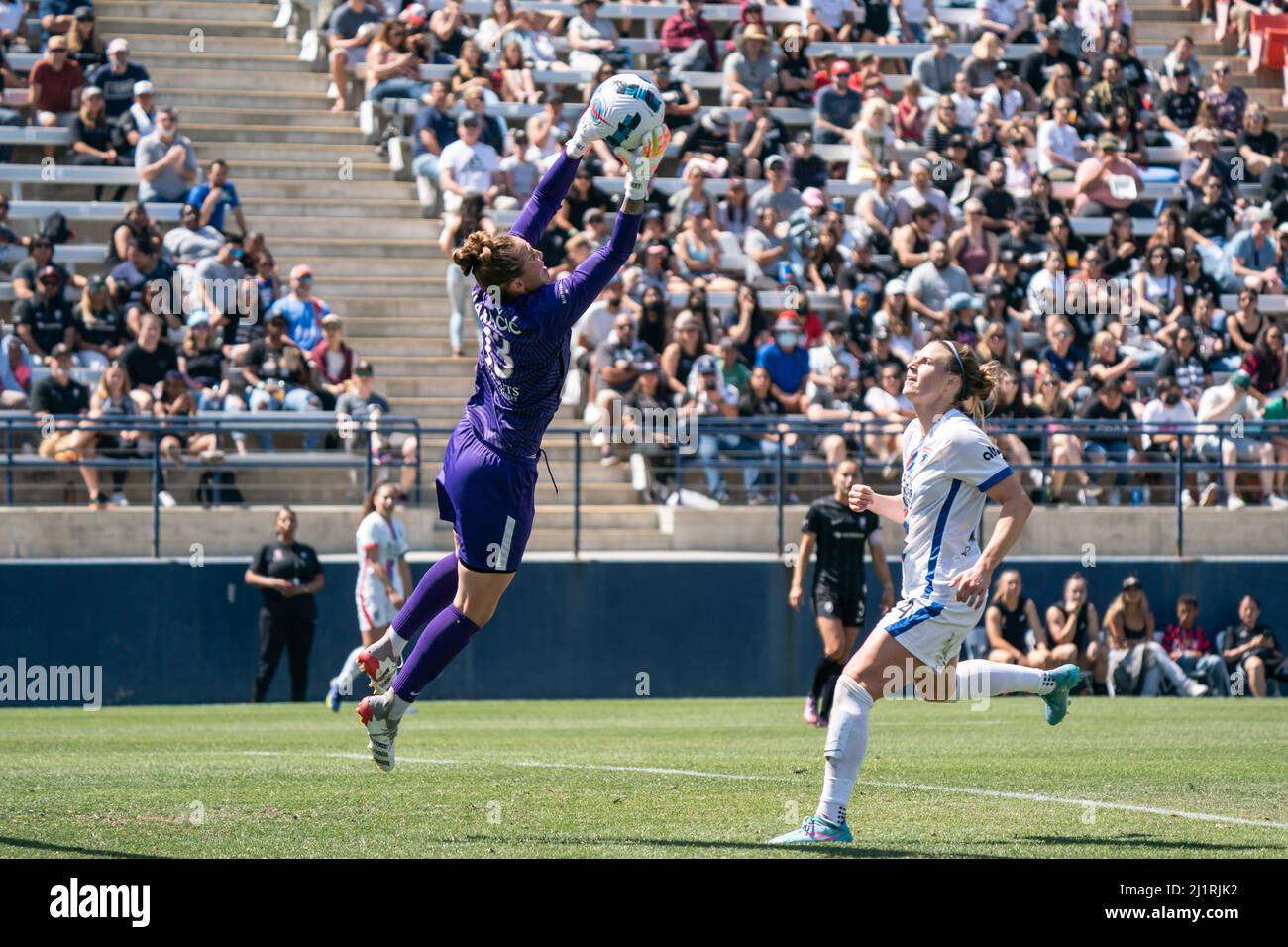 Angel City FC goalkeeper Dijana Haracic (13) makes a save during a NWSL ...