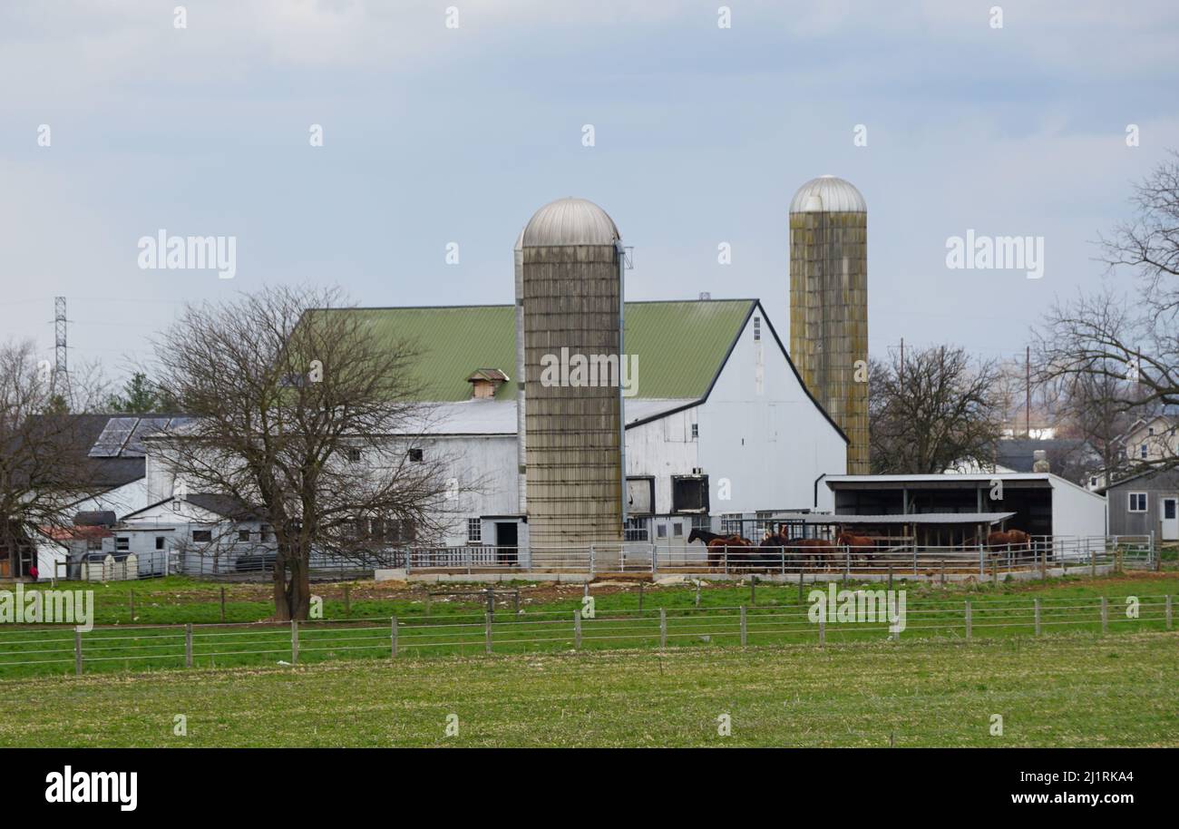 An Amish farm near Strasburg, Pennsylvania, U.S.A Stock Photo - Alamy