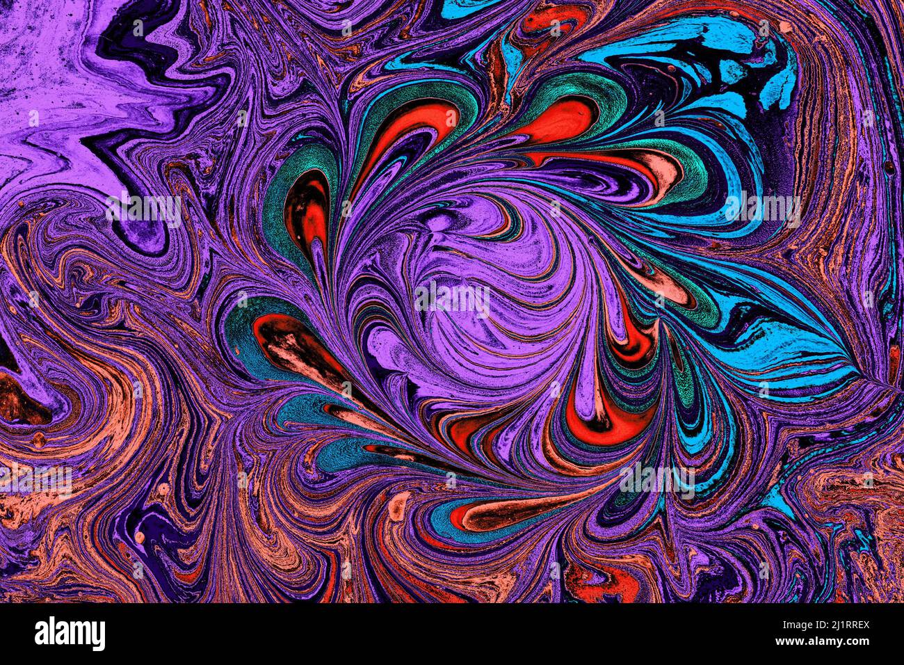 .Traditional art of Ebru marbling. Abstract marbling floral pattern for ...