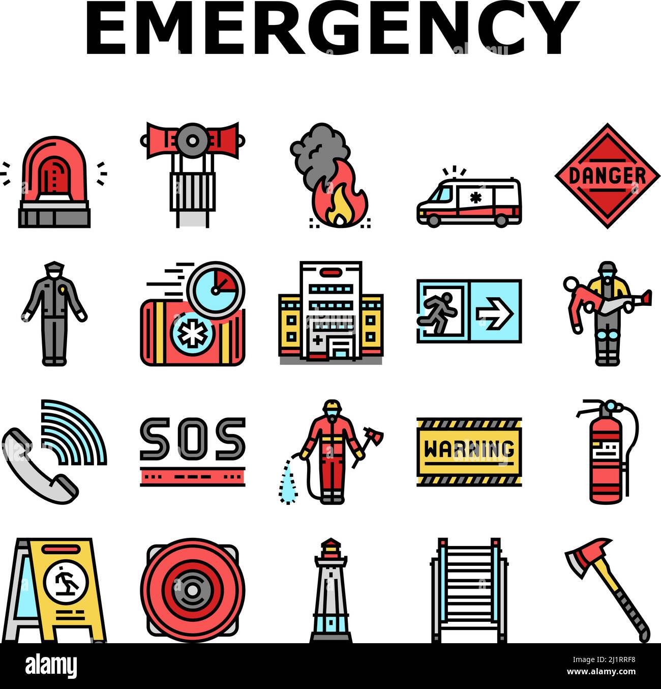Emergency Helping In Accident Icons Set Vector Stock Vector Image & Art ...