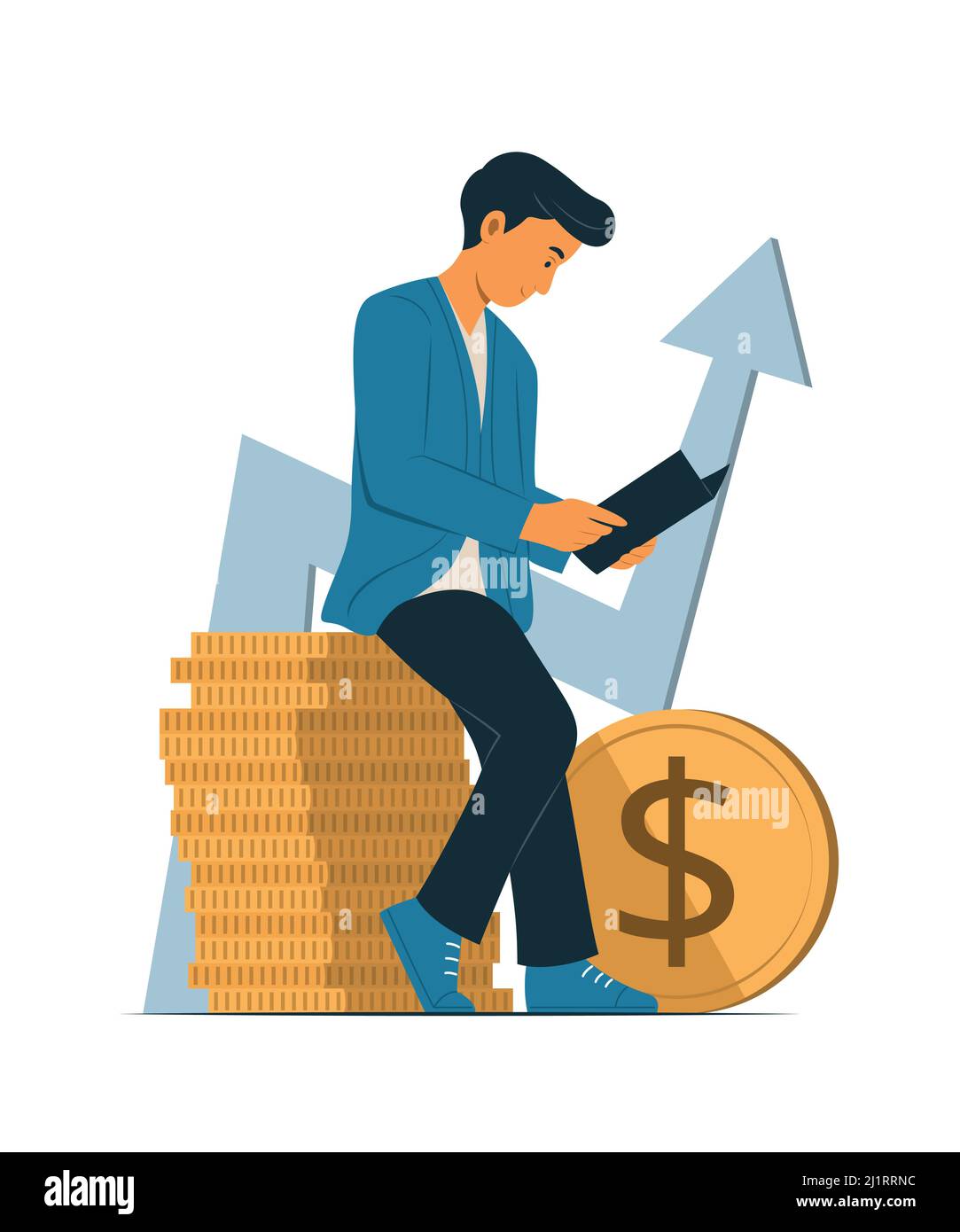 Male cartoon character investing Cut Out Stock Images & Pictures - Alamy