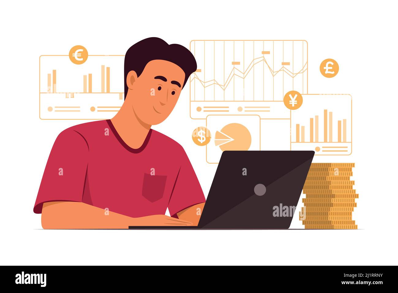 Male cartoon character investing Cut Out Stock Images & Pictures - Alamy