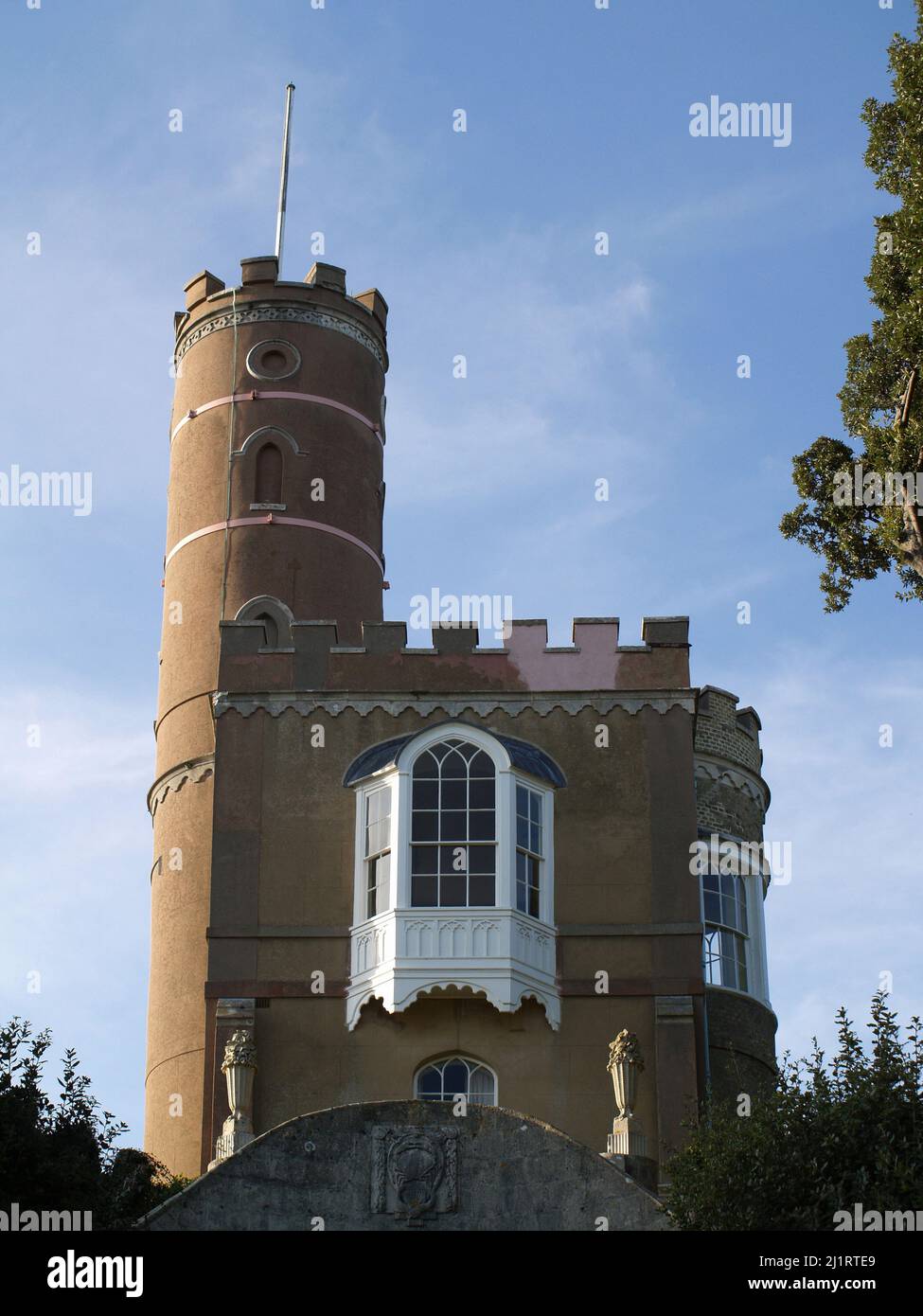 Luttrell's Tower, a 3 story brick folly at Calshot Beach, New Forest ...