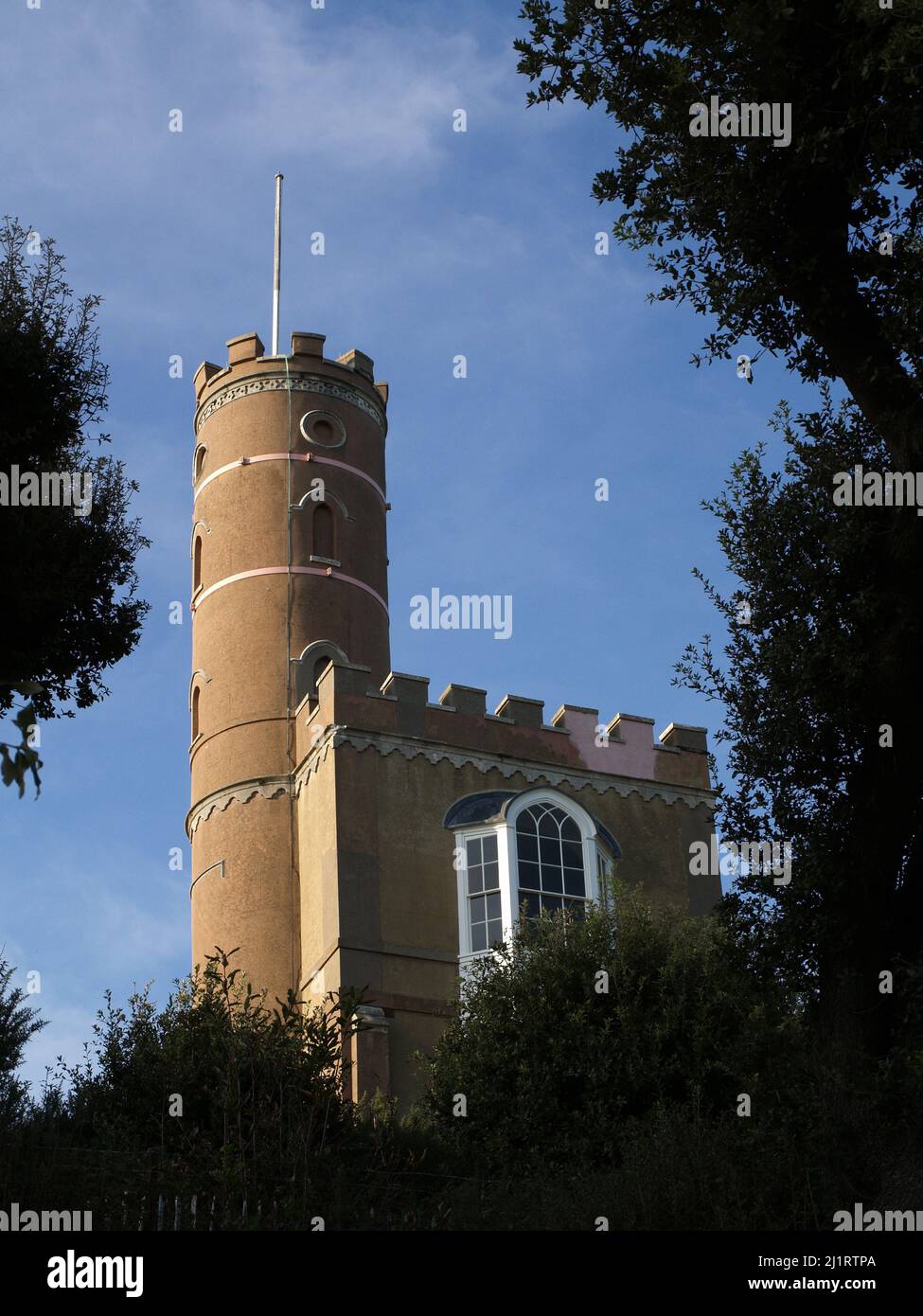 Luttrell's Tower, a 3 story brick folly at Calshot Beach, New Forest ...