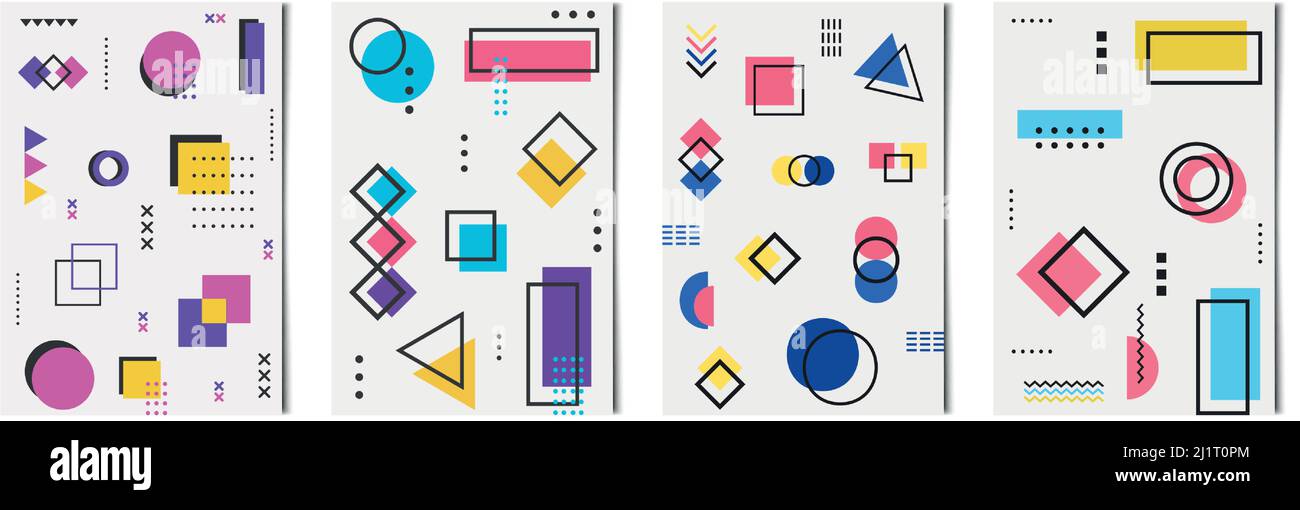 Set of 4 pcs abstract geometric shapes light backgrounds, templates for ...