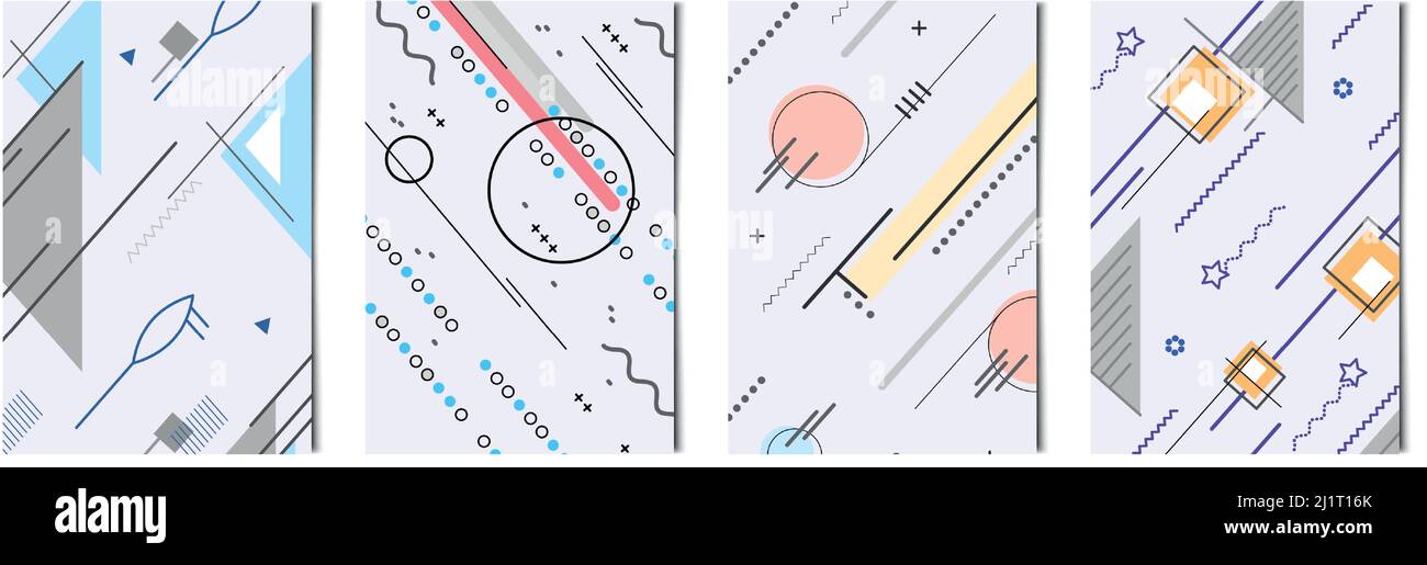 Set of 4 pcs abstract geometric shapes colorful backgrounds, templates ...